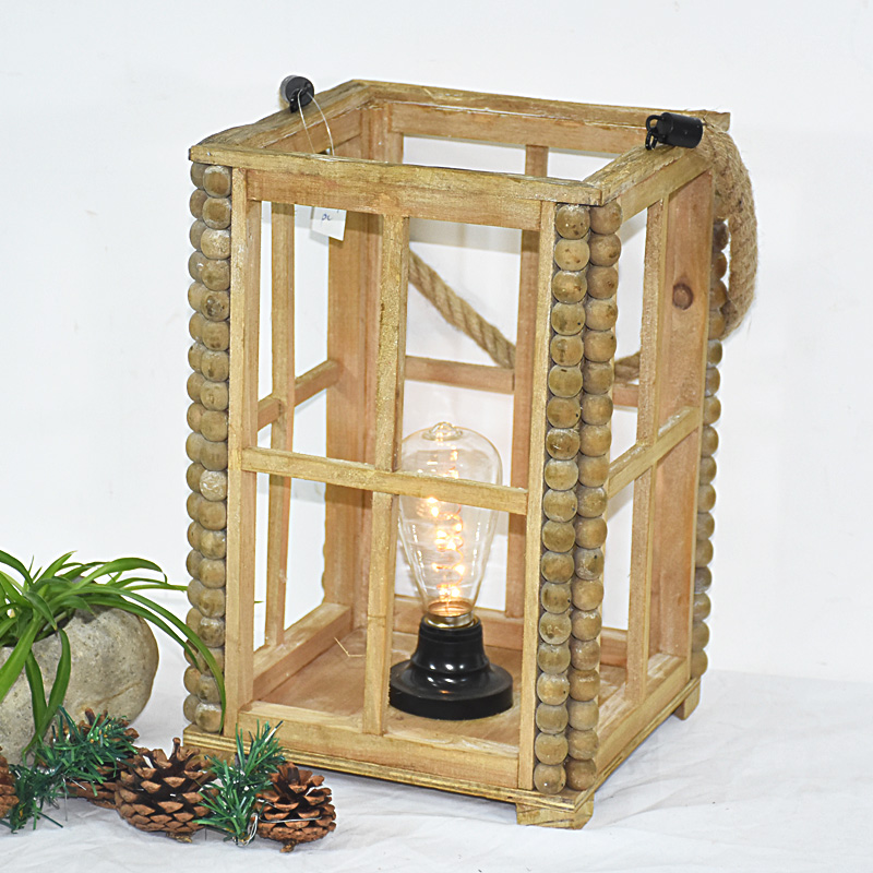 vintage rustic style natural wooden lantern with LED - Buy lantern ...