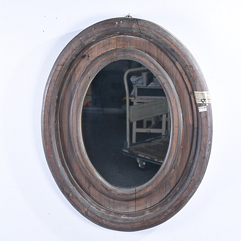 Rustic Farmhouse Distressed Oval Wooden Wall Mirror - Buy wall mirror ...